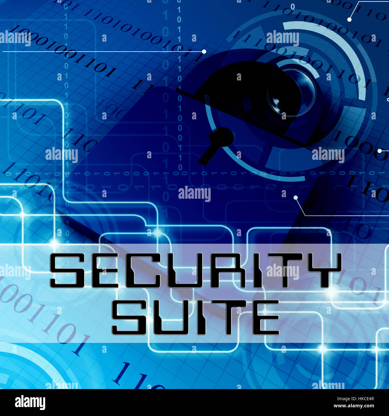 Security Suite Data Padlock Shows Pc Protection 3d Rendering Stock ...