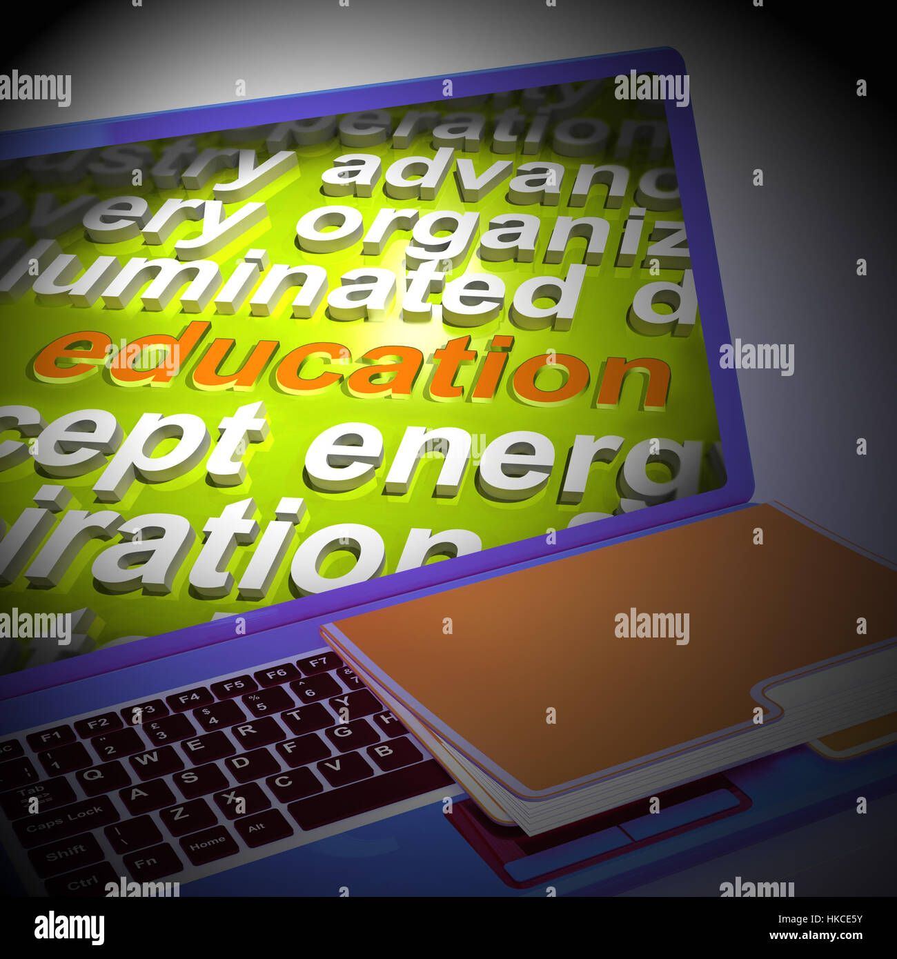 Education Word Cloud Laptop Meaning Teaching Schooling Or Training 3d ...