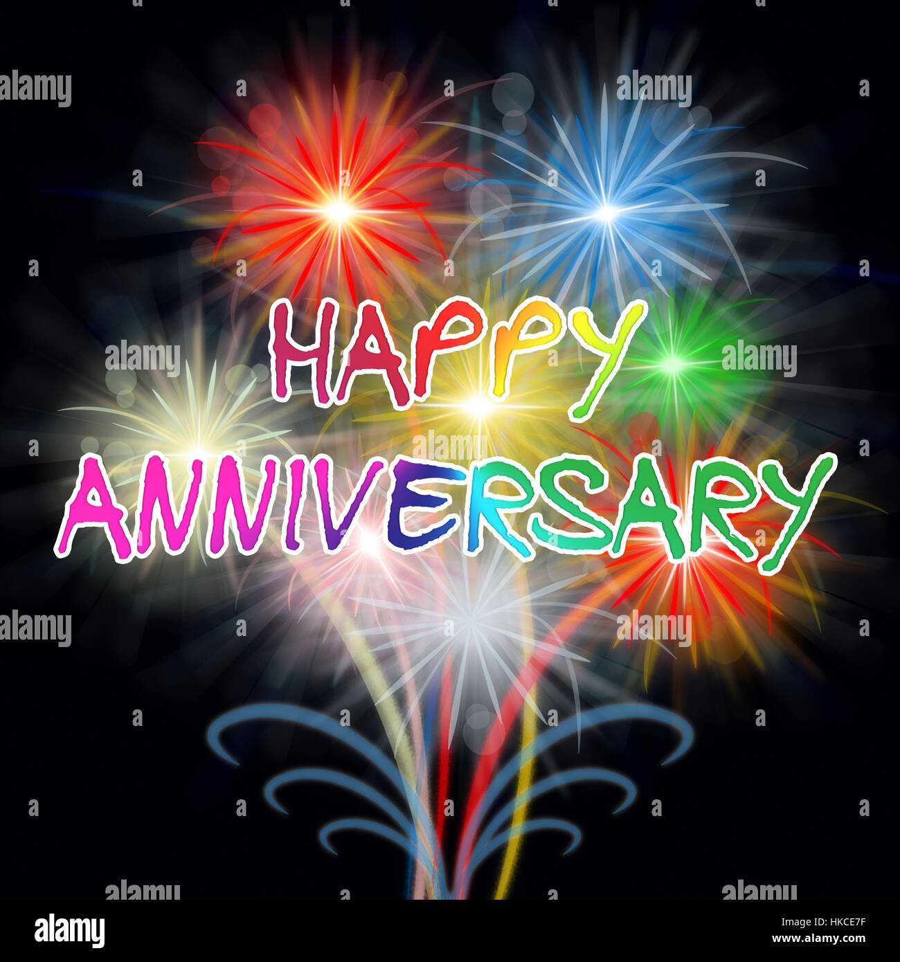 Happy Anniversary Fireworks Showing Party Celebration Pyrotechnics ...