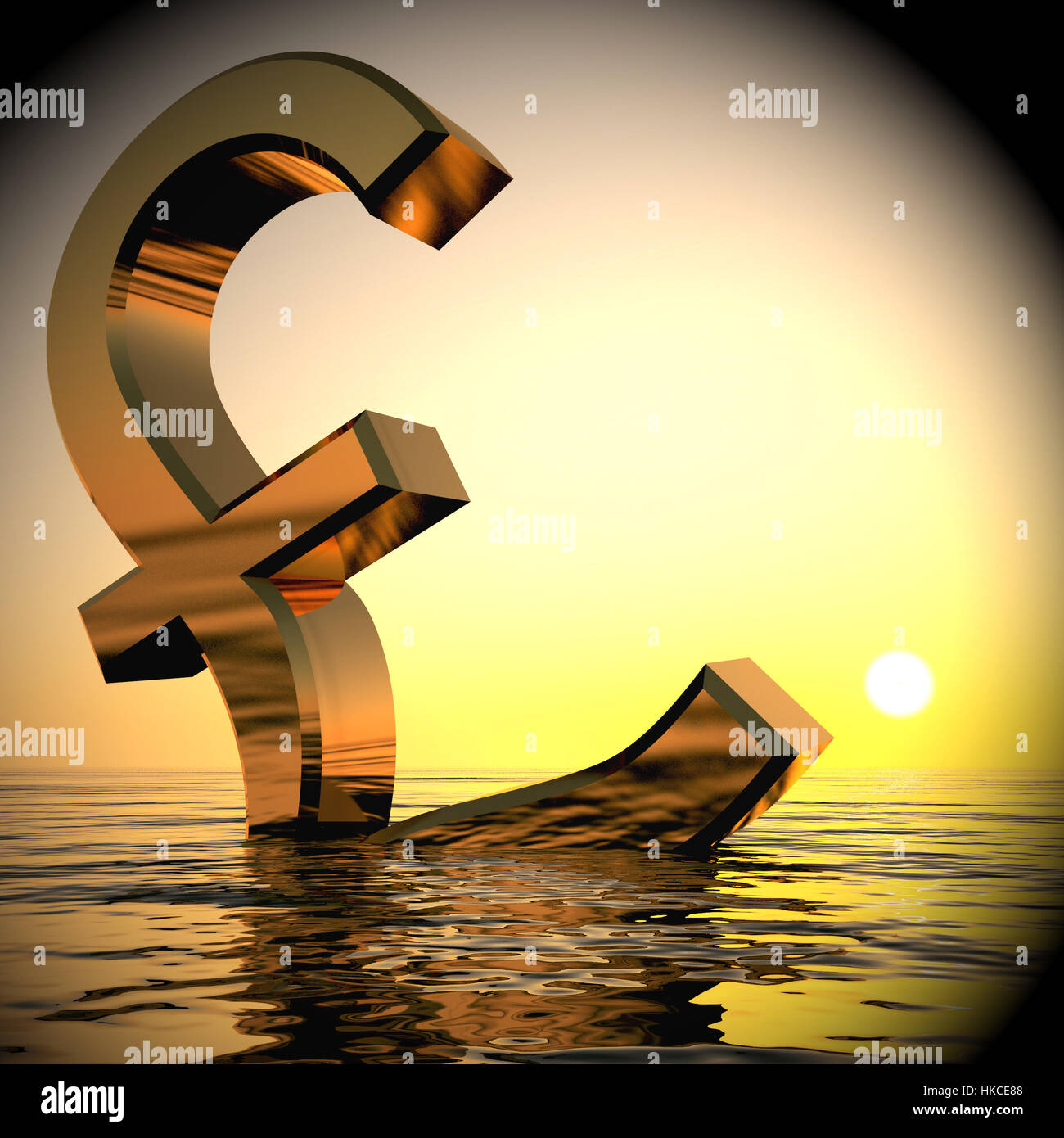 Pound Sinking In The Ocean Showing Depression Recession And Economic ...