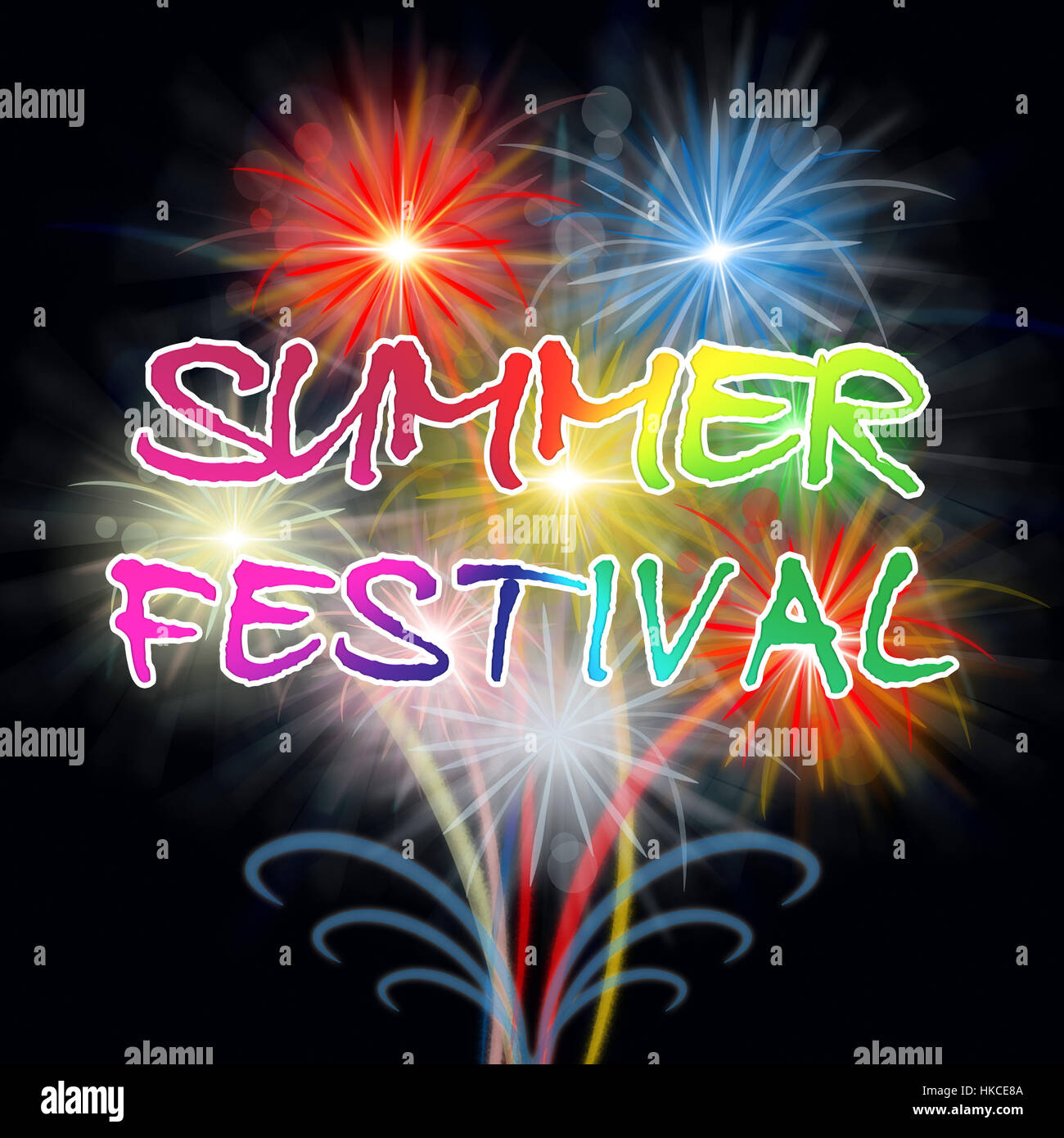 Summer Festival Fireworks Shows Exploding Fiesta Pyrotechnics Stock ...