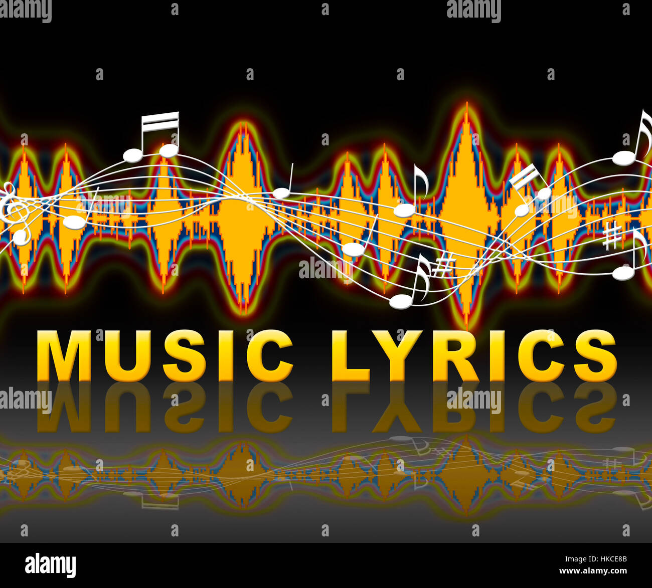 Music Lyrics Soundwave Indicates Sound Track And Words Stock Photo - Alamy