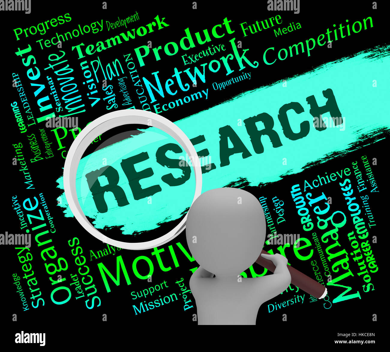 Research Magnifier Character Meaning Gathering Data And Analysis 3d ...