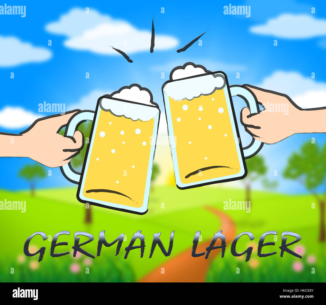 German Lager Scene Means Germany Ale Or Beer Stock Photo - Alamy