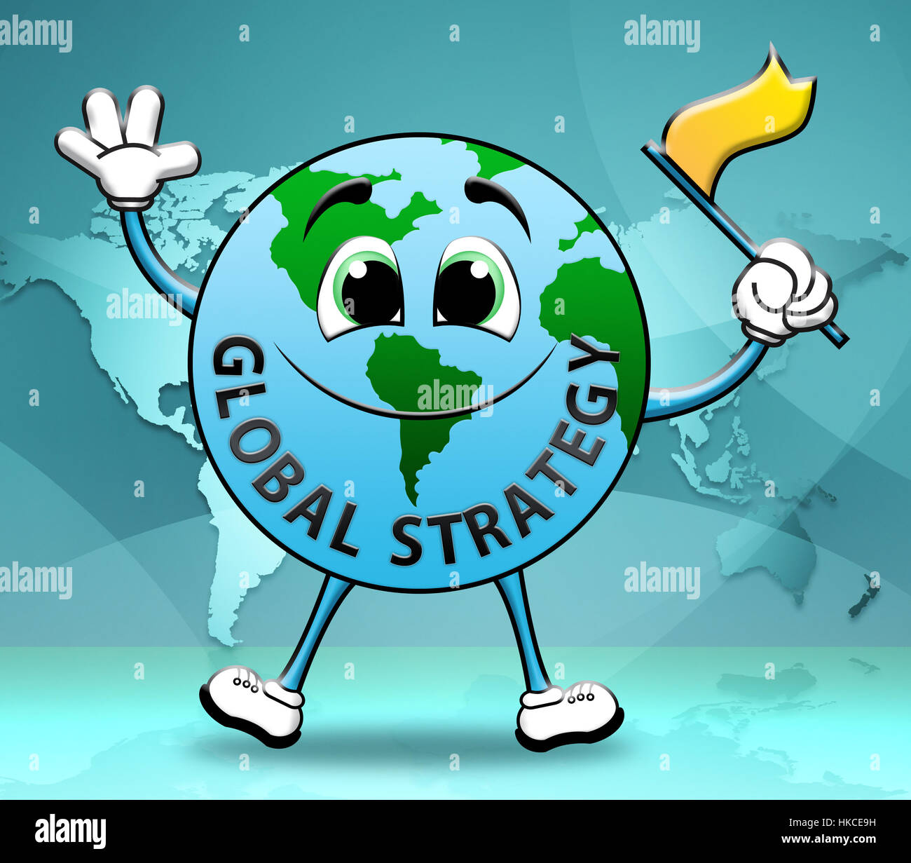 Global Strategy Globe Character Shows Vision Globally 3d Illustration ...