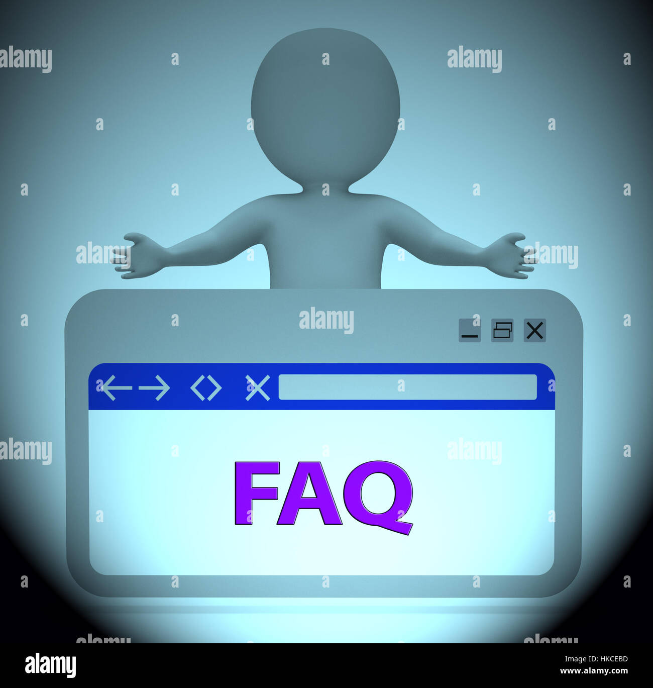 Faq Webpage Character Showing Frequently Asked Questions 3d Rendering ...