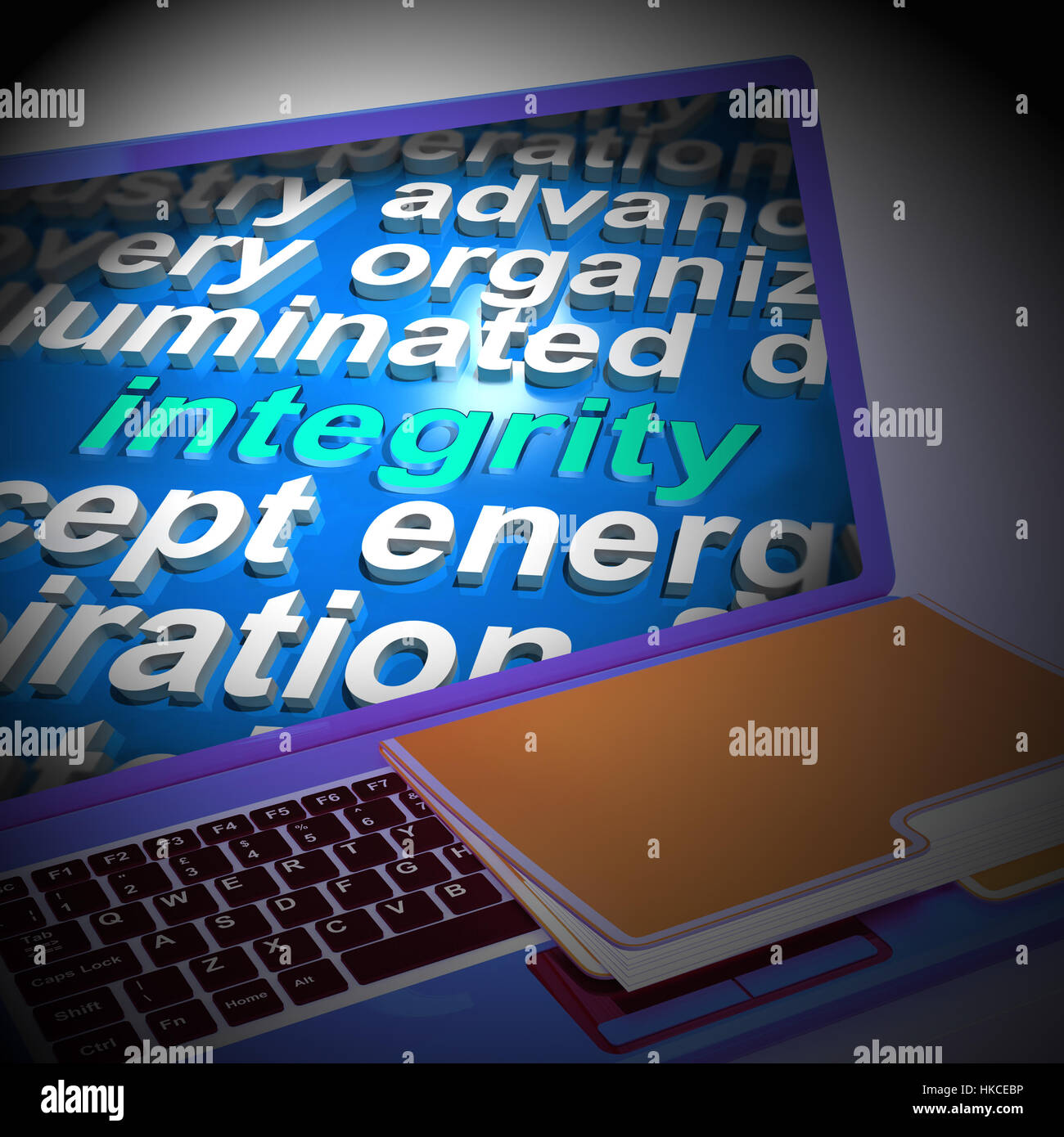 Integrity Word Cloud Laptop Showing Honesty Morality And Trust 3d ...