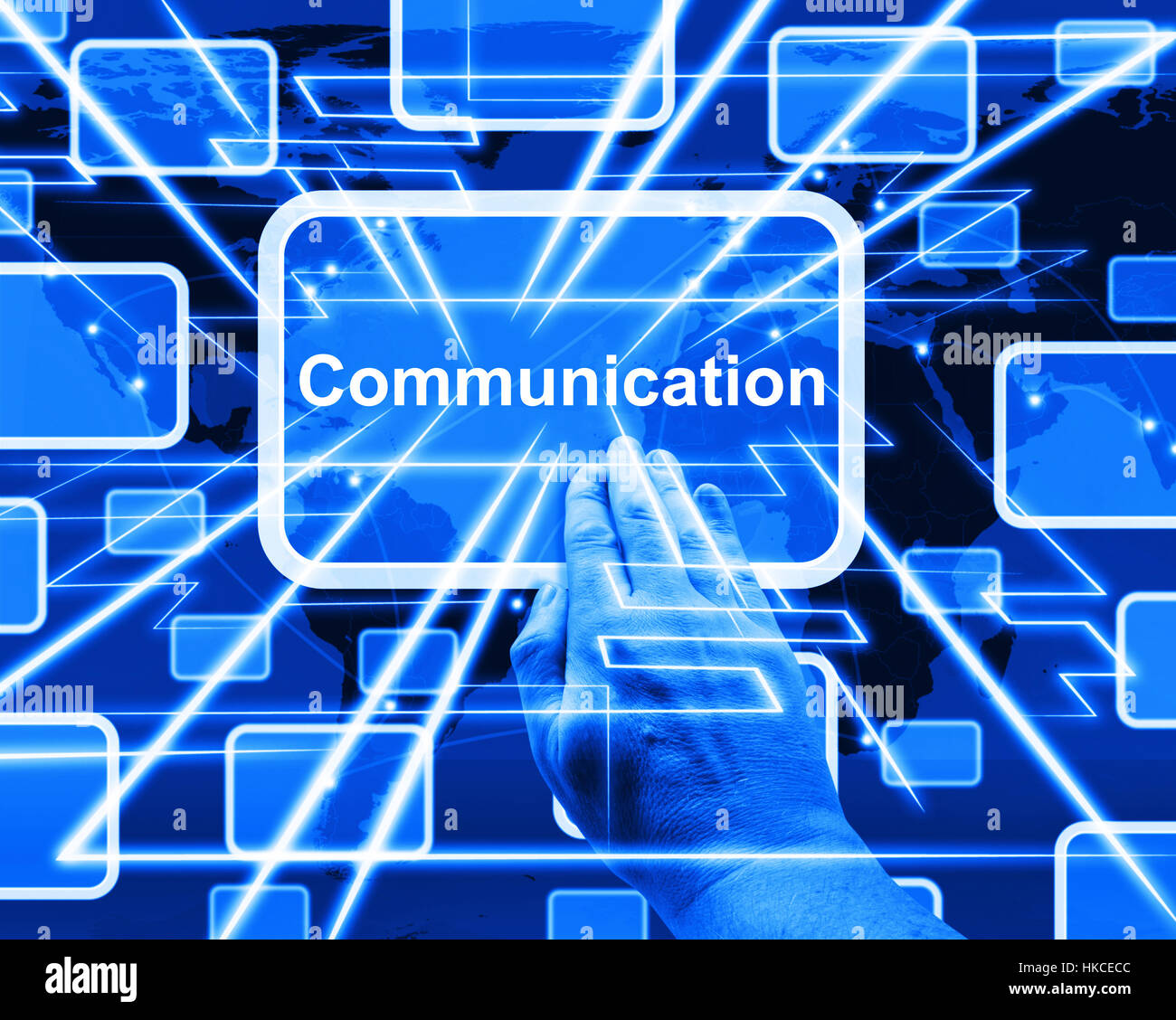 Communications Word On A Map Showing Global Networking 3d Illustration ...