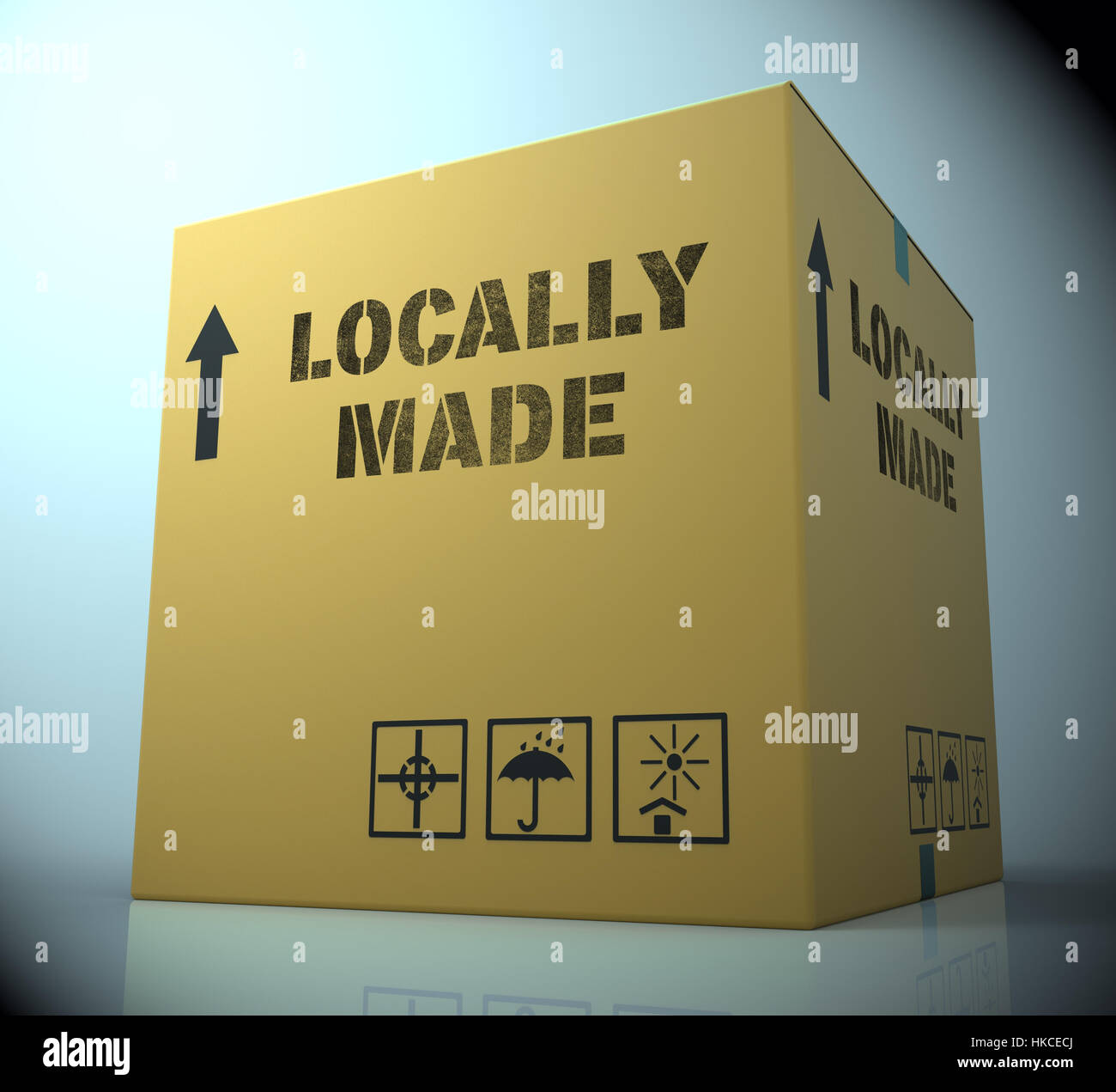 Locally Made Box Representing Local Merchandise 3d Rendering Stock ...