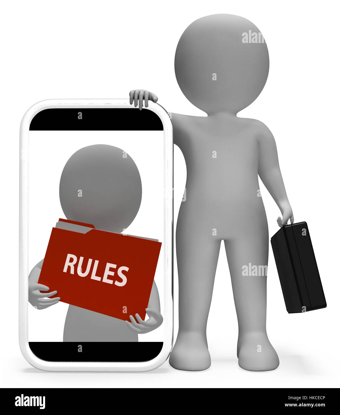 Rules Folder Phone Indicating Arranging Regulated 3d Rendering Stock ...