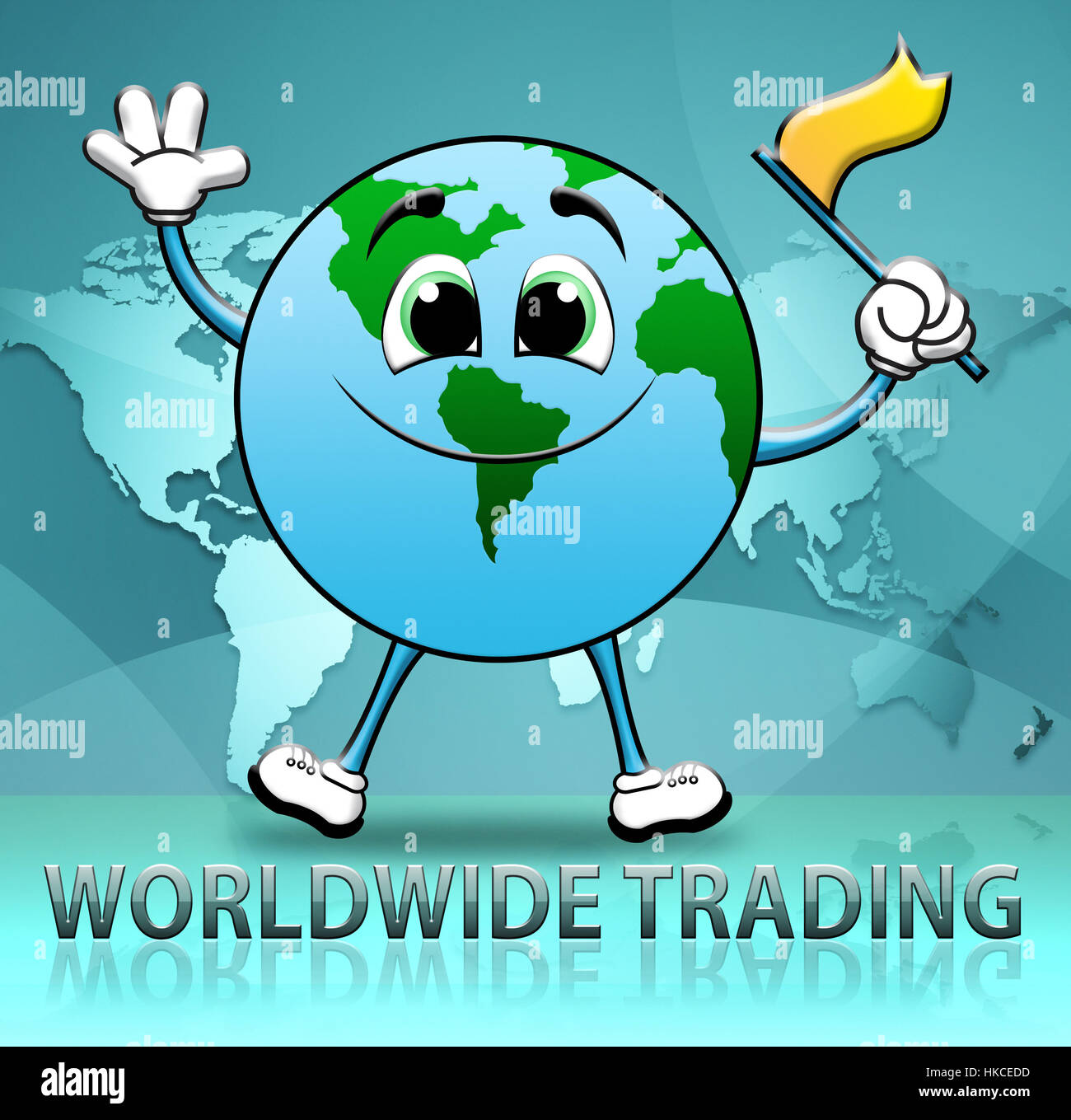 Worldwide Trading Globe Character Shows World Commerce 3d Illustration ...