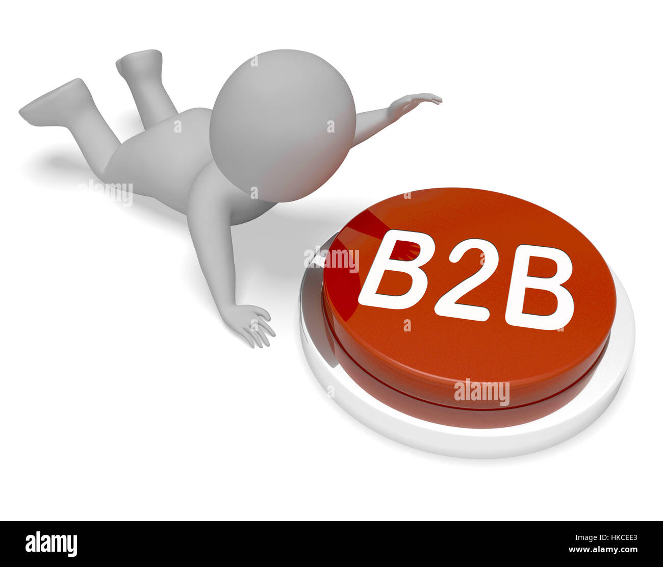 B2b Character Pushing Button Means Business Trade 3d Rendering Stock ...