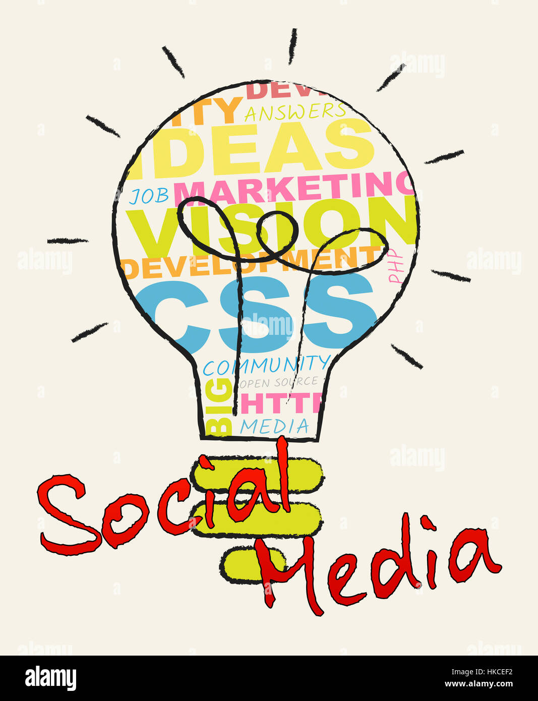 Social Media Lightbulb Shows Forums And Networking 3d Illustration ...