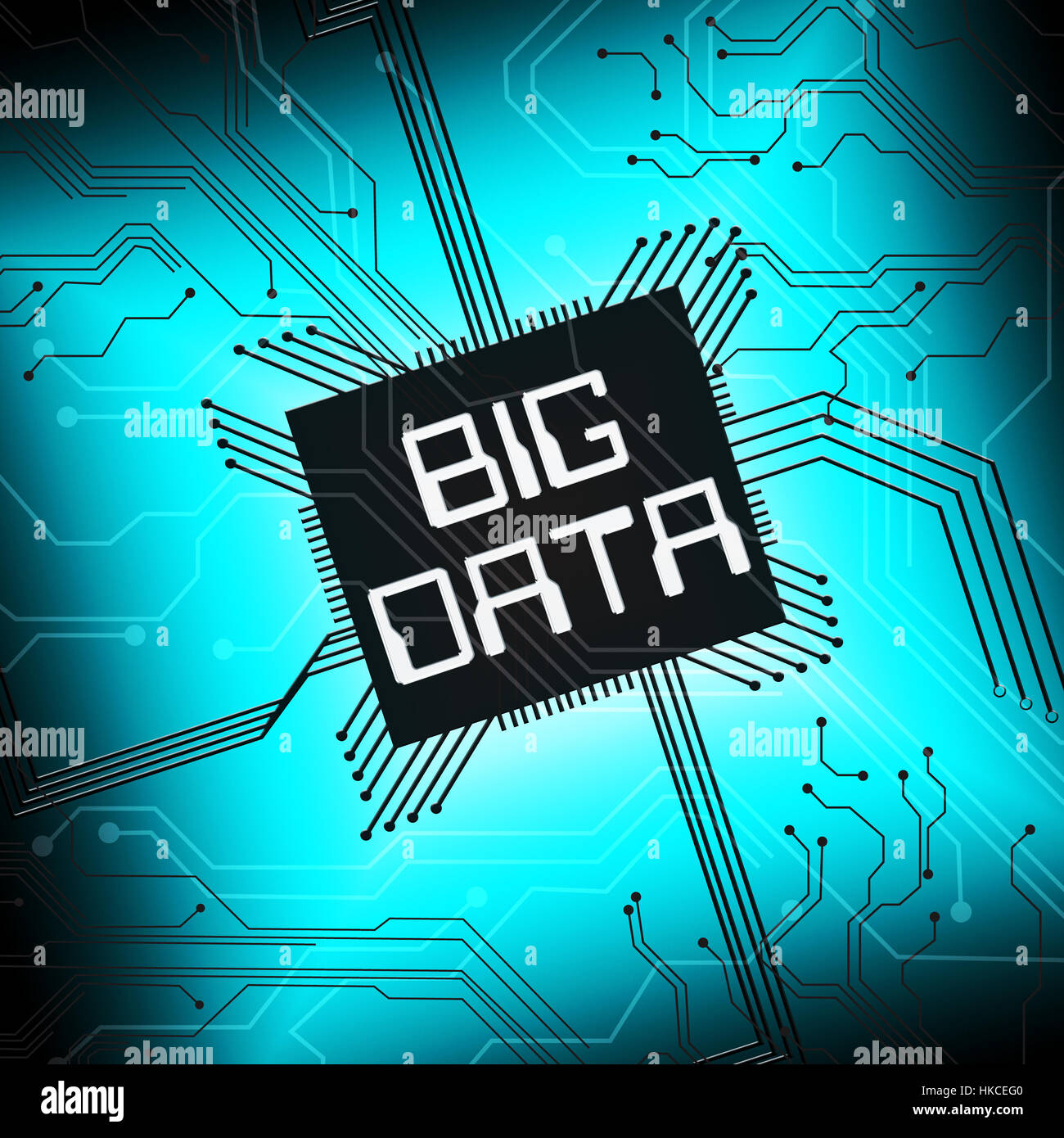 Big Data Cpu Shows Large Database 3d Illustration Stock Photo - Alamy