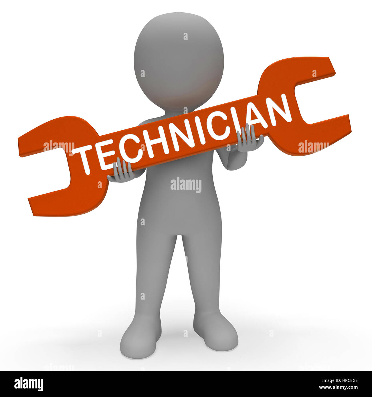 Technician Character with Spanner Shows Repair Worker 3d Rendering ...