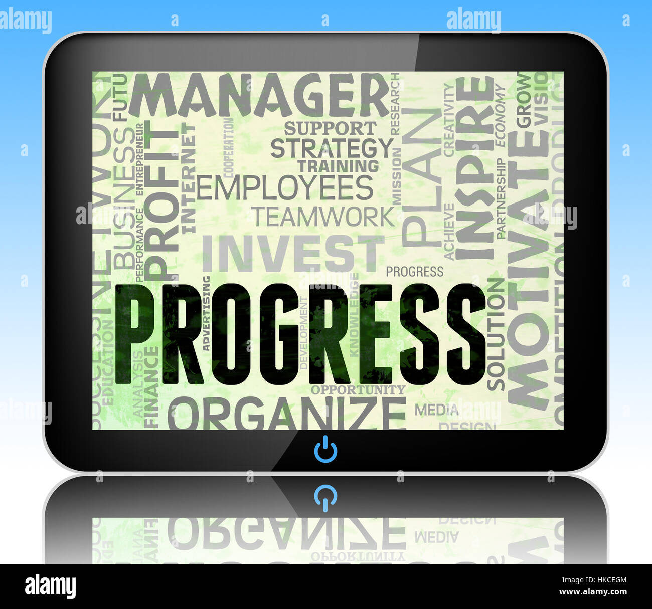 Progress Words Tablet Showing Betterment Headway And Advancement 3d ...