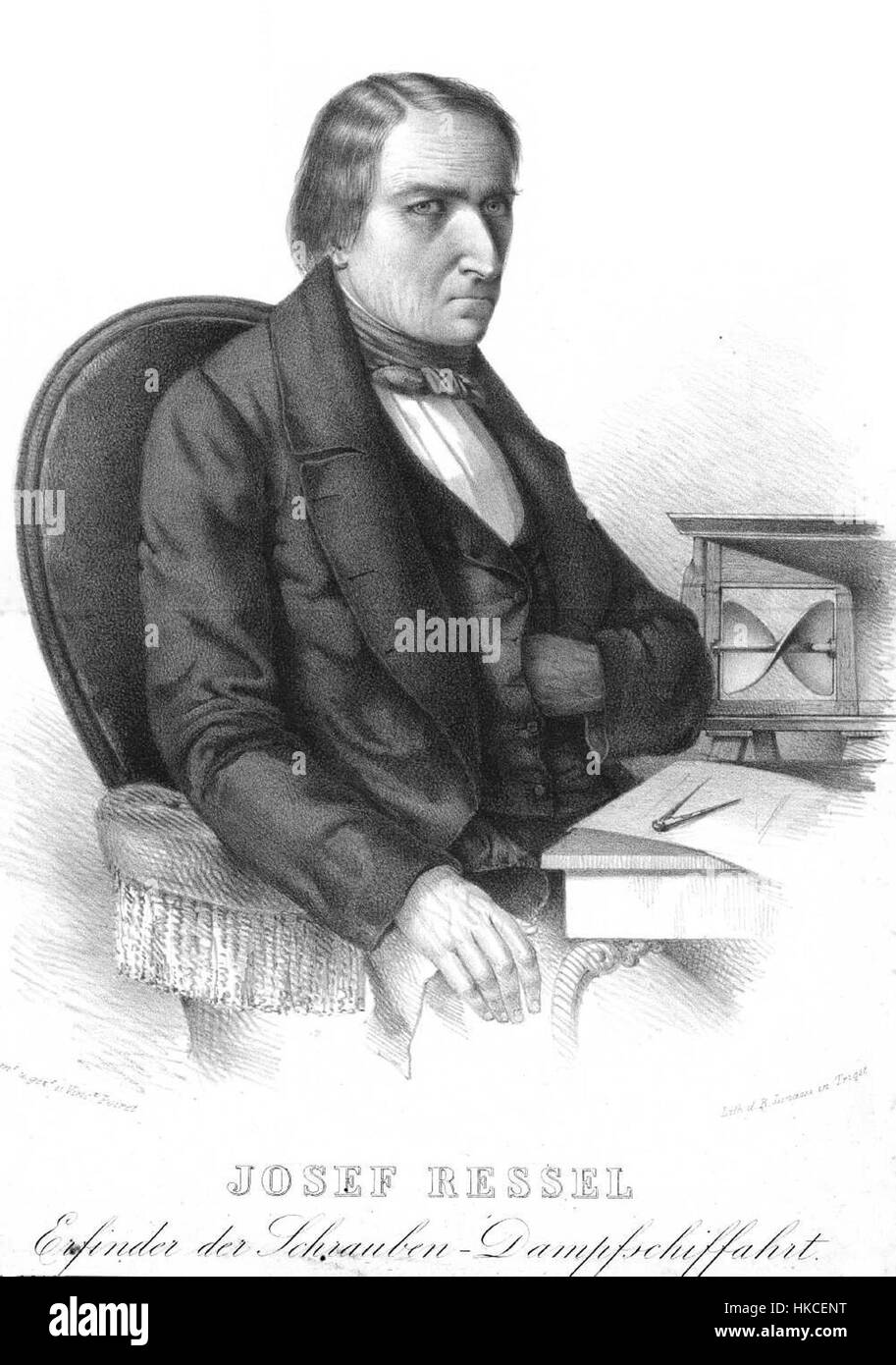 A portrait of Josef Ressel, an inventor and engineer known for his work ...