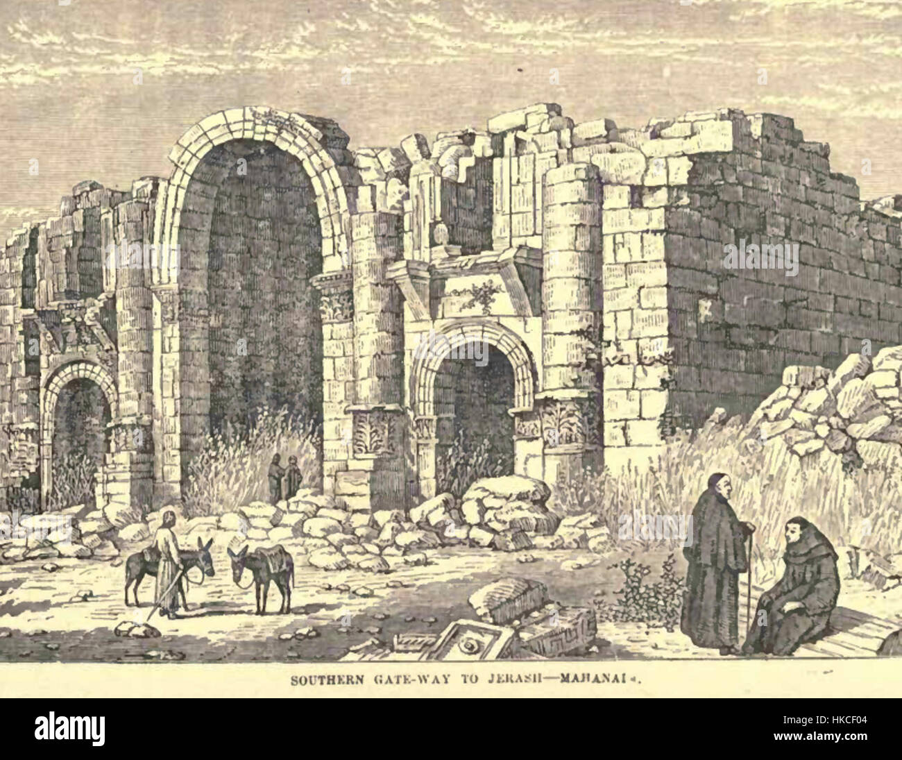 The painting 'Jerash 1886' captures a scene of the ancient city of ...