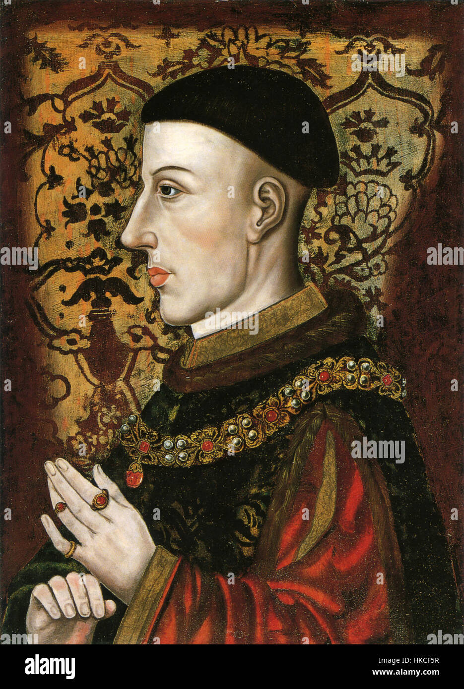 This painting of King Henry V portrays the monarch in a regal and ...