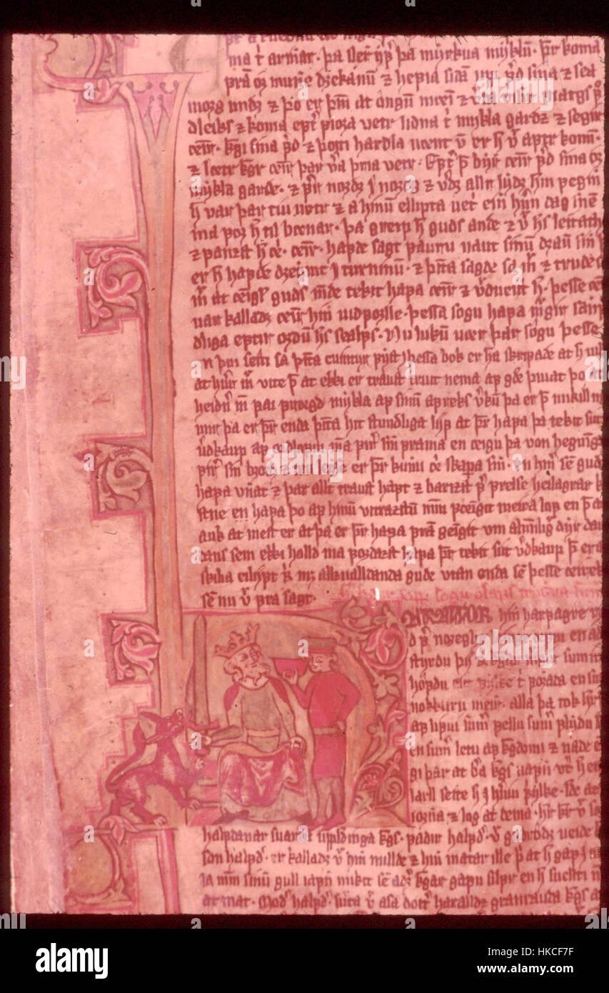 This painting depicts a king and his page, with the page offering ...