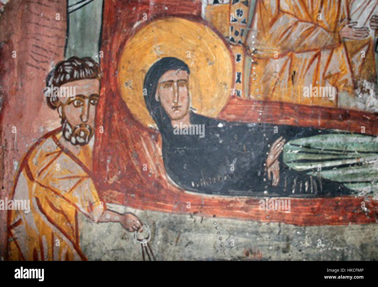 This fresco detail from the Lamaria Church in Ushguli, Georgia, shows ...