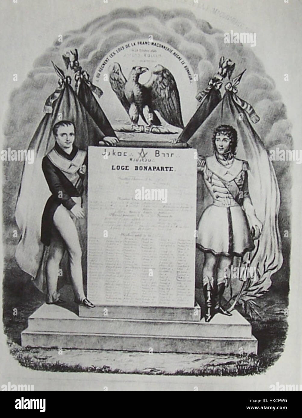 This artwork, titled 'Loge Bonaparte,' represents a historic moment or ...