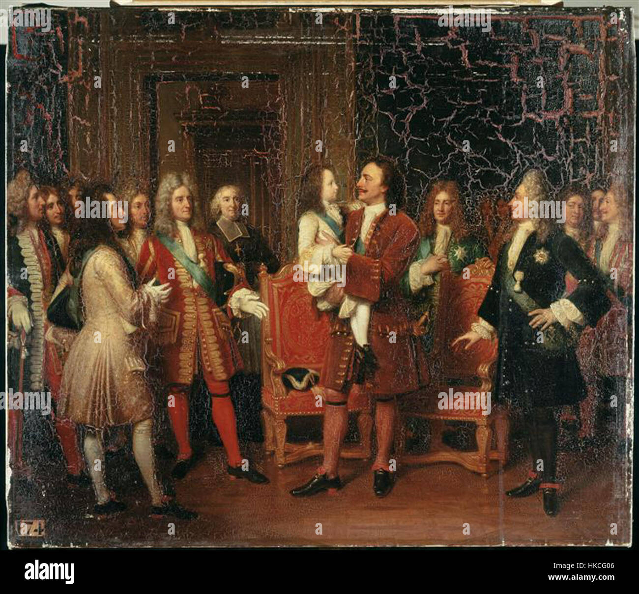 This painting features Louis XV of France and Peter I of Russia ...