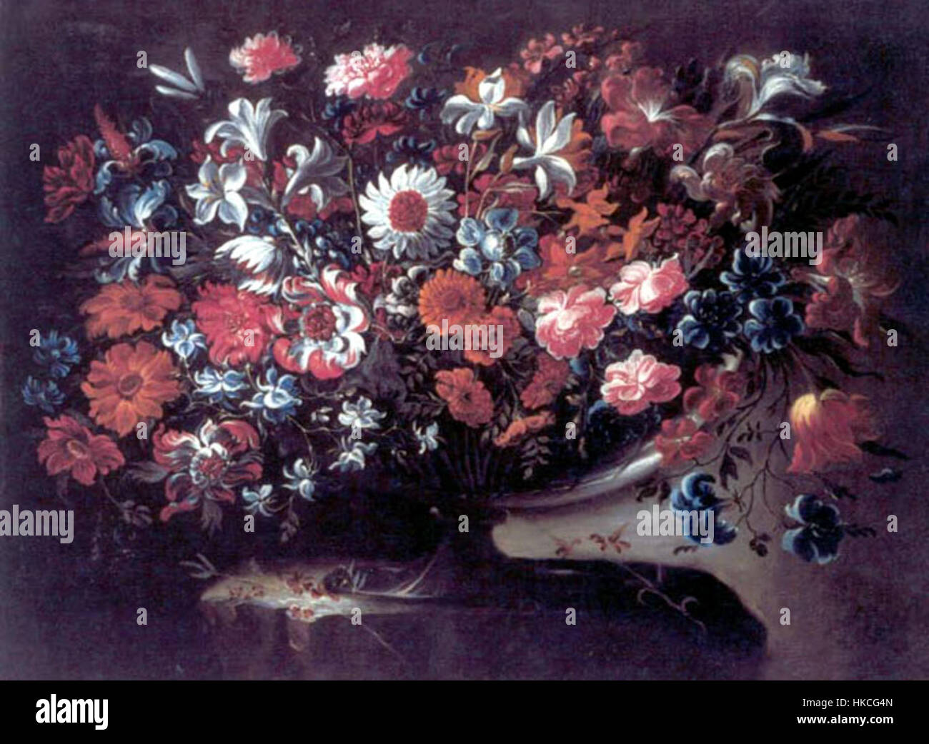 This still life painting by Lopez Caro depicts a floral arrangement in ...