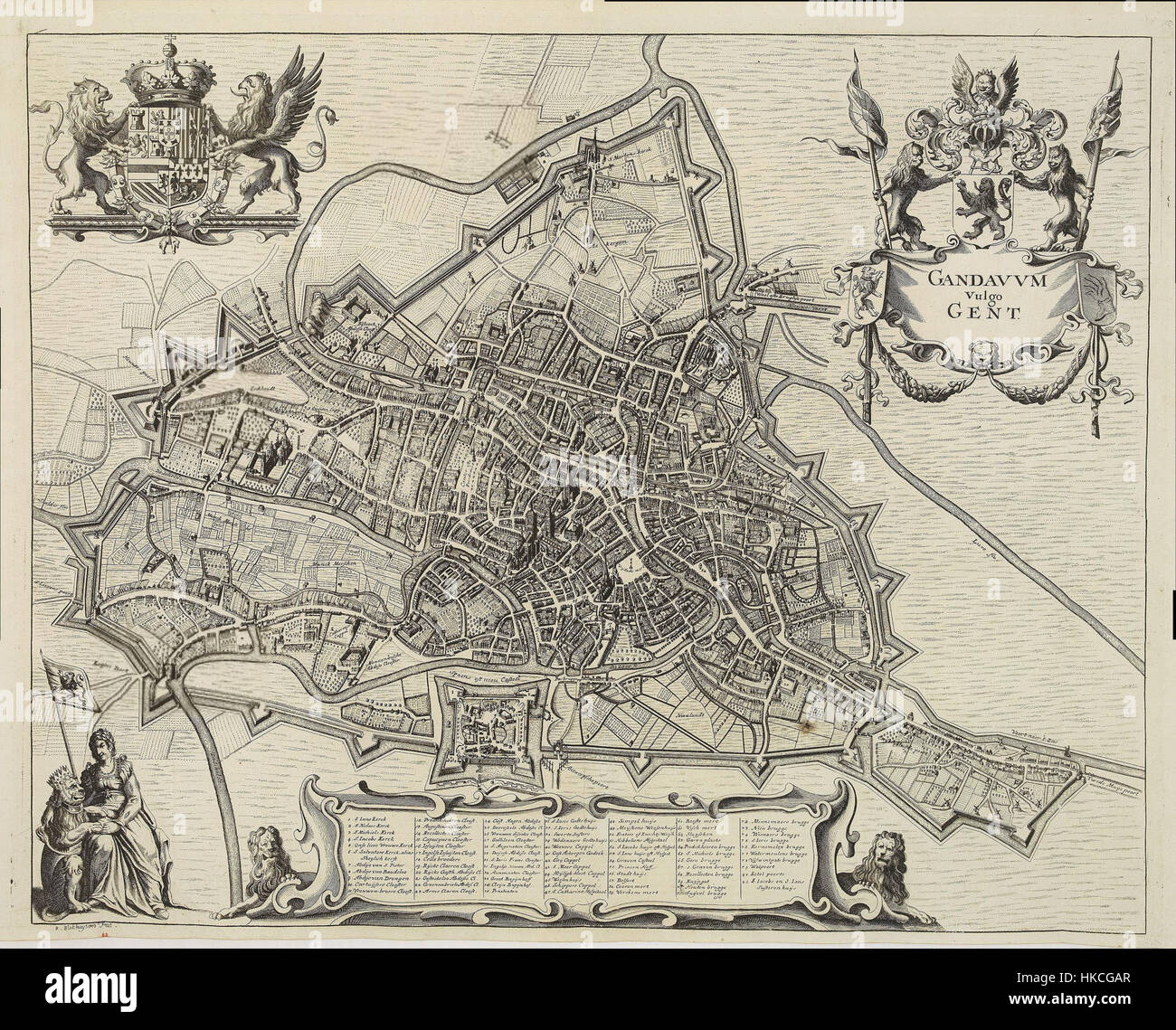 This map of Ghent, created by Sanderus, is an important cartographic ...
