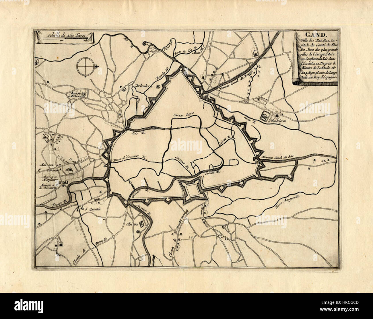 This historical map of Ghent, created by Nicholas de Fer in 1705 ...