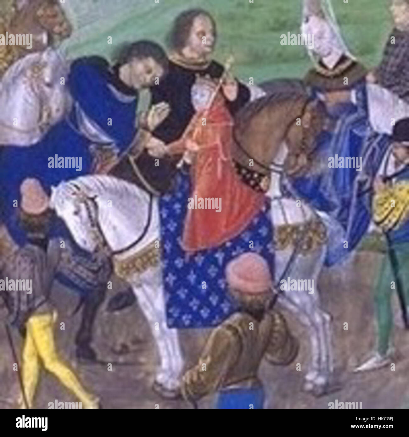 This artwork, depicting Louis II of Anjou, showcases the royal figure ...