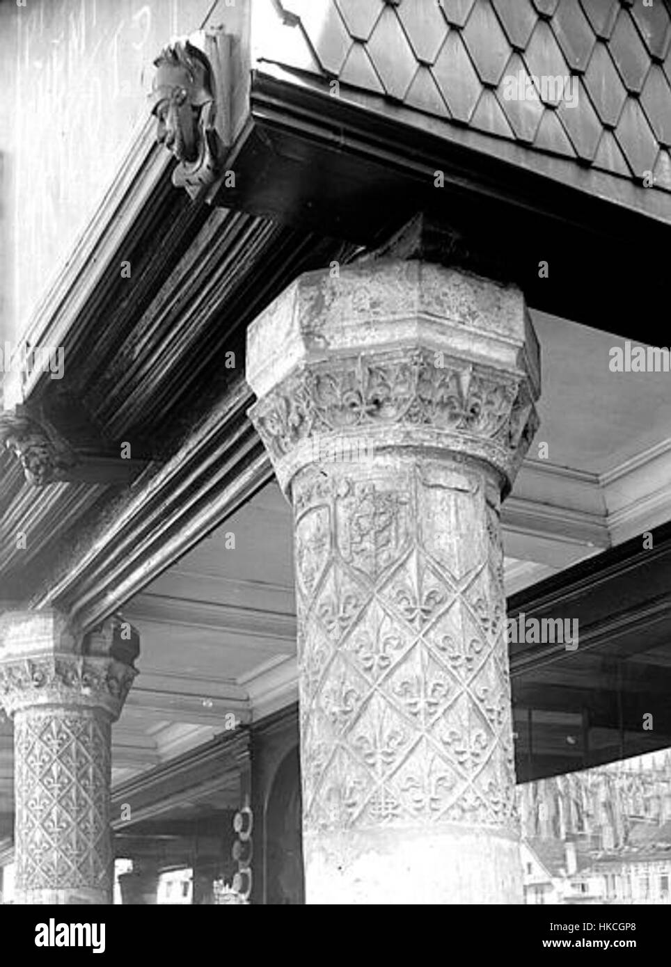 The 'Maison des Trois Piliers' in Beauvais, France, is depicted in this ...