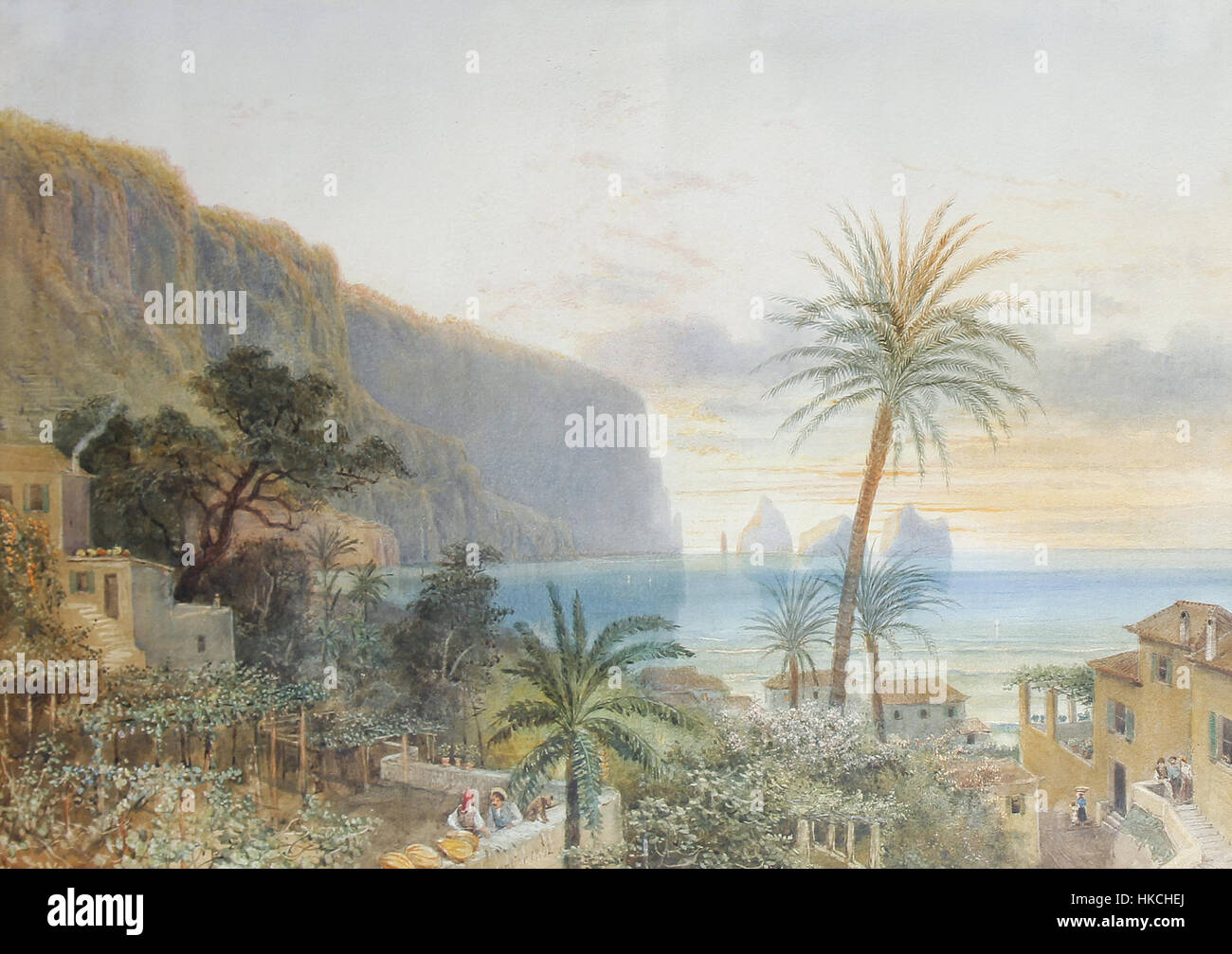 Nicholas Chevalier's 1892 watercolor 'View of the Faraglioni, Capri ...