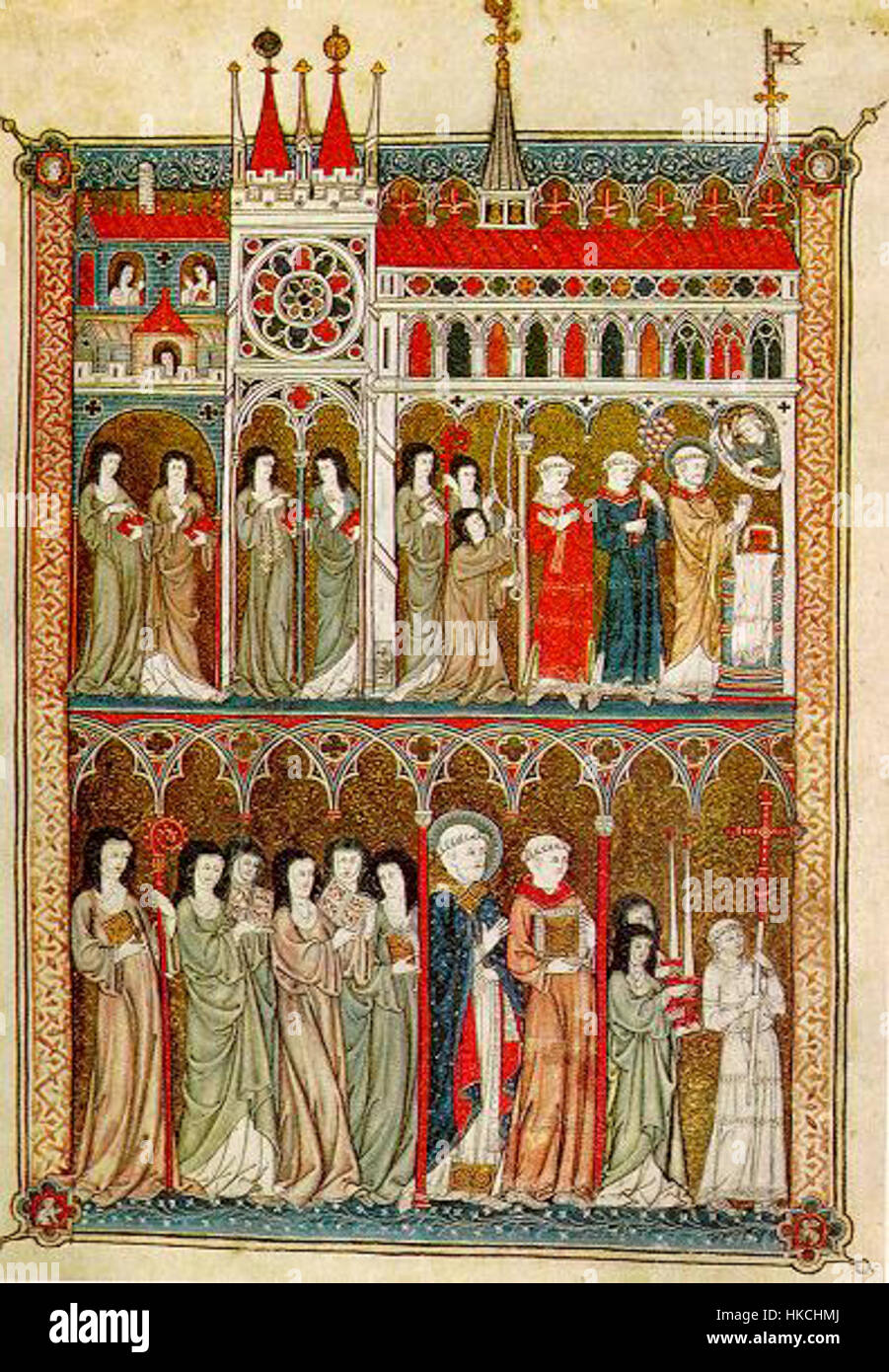 This oil painting depicts a procession of nuns, capturing their solemn ...