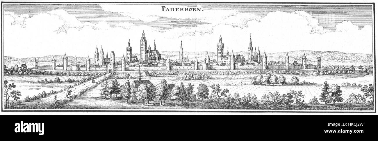 *Paderborn Kupferstich* by Merian is an engraving depicting the ...