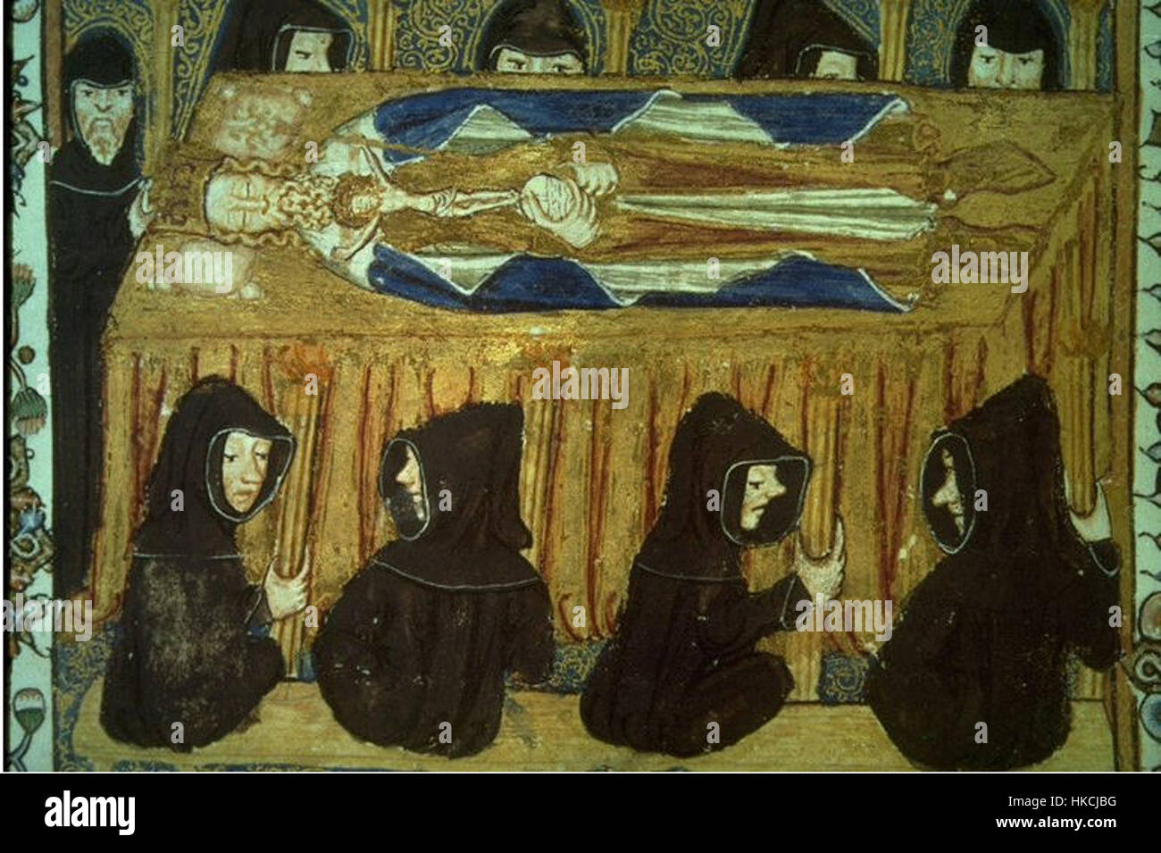 This painting depicts the body of Philip IV of France lying in state ...