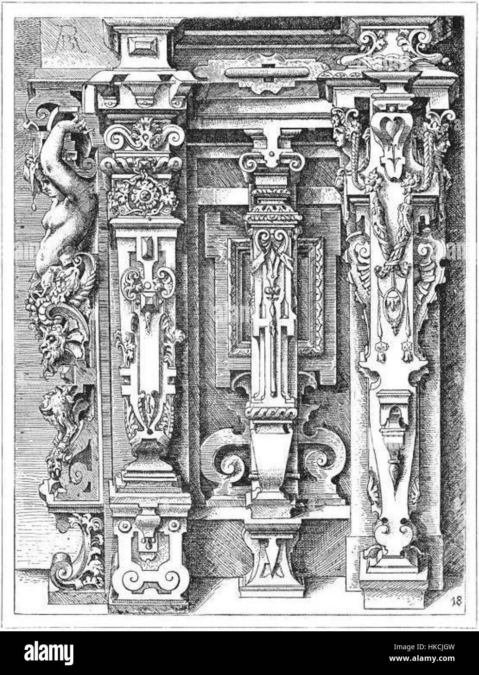 'Pilastres, gaines ioniques' from Dietterlin’s work features ...