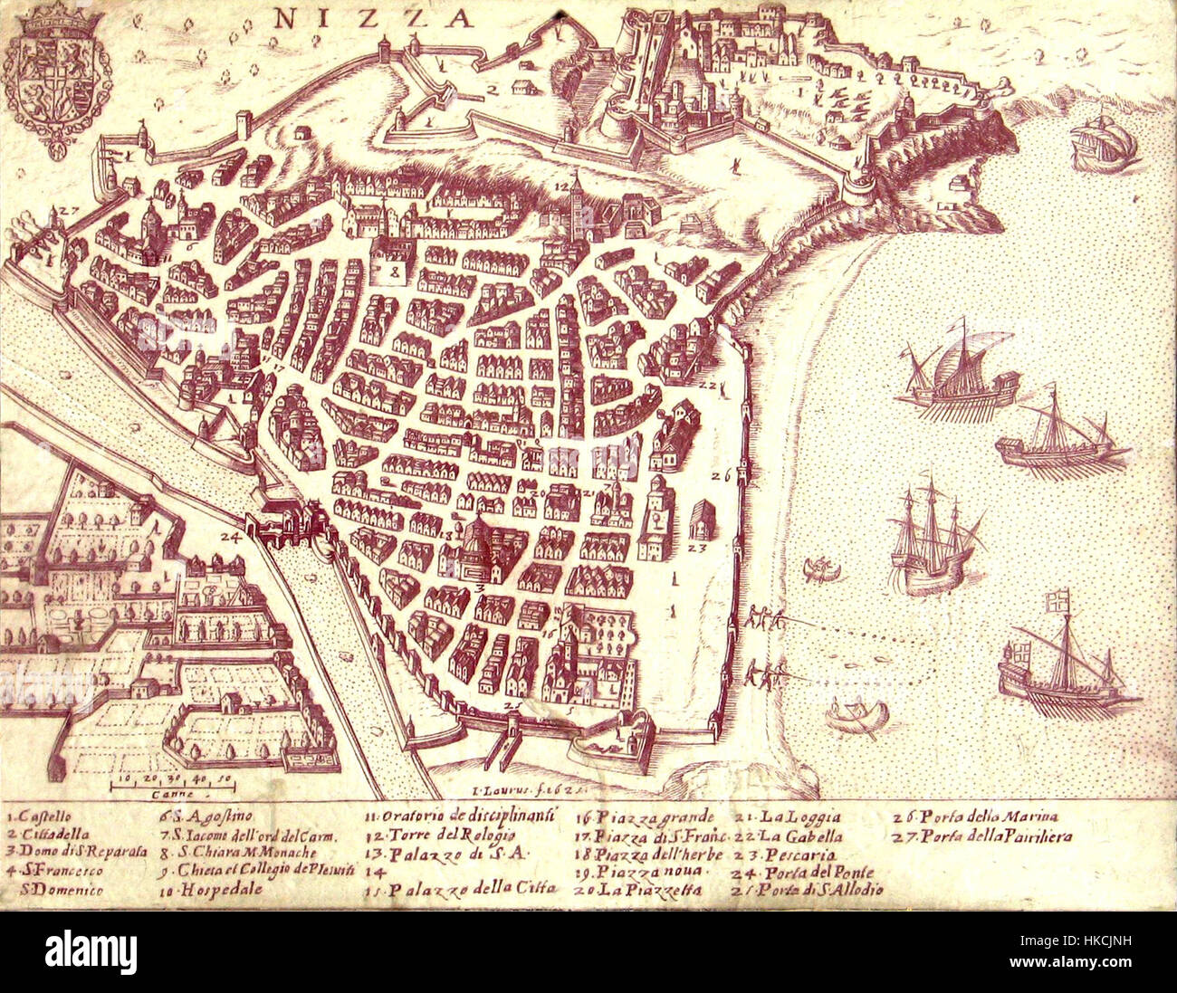The ‘Plan Nice 1624’ is a detailed historical map of the city of Nice ...