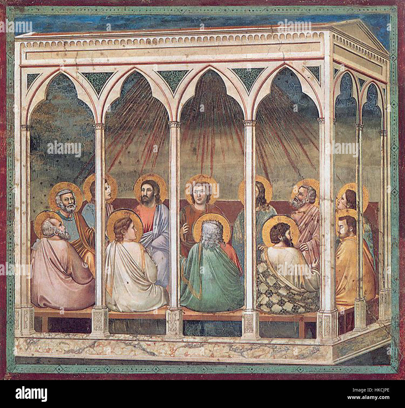 This artwork by Giotto, titled 'Pentecost' (Pinksteren), is located in ...