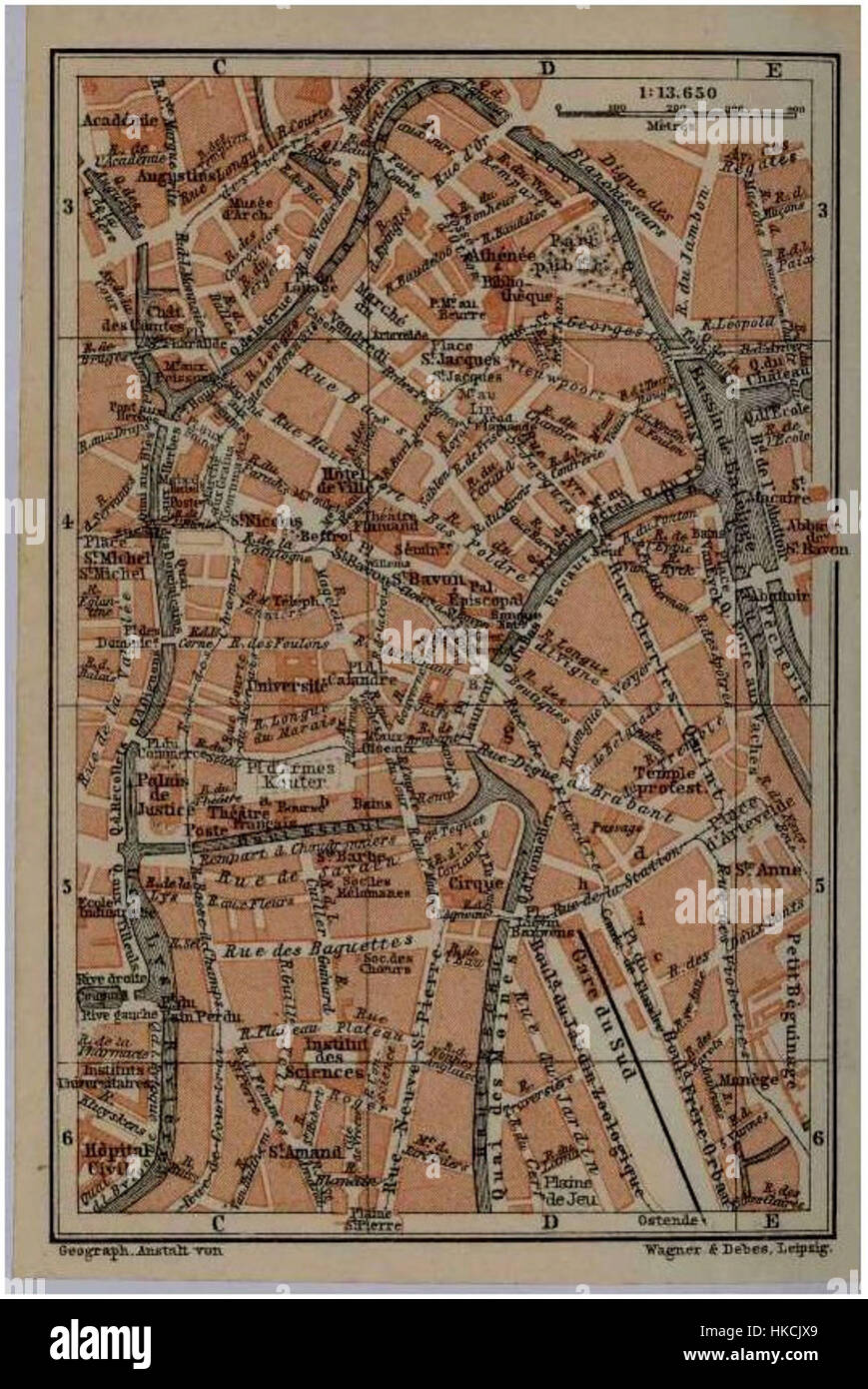 Plattegrond 1910 Gent binnenstad Stock Photo - Alamy