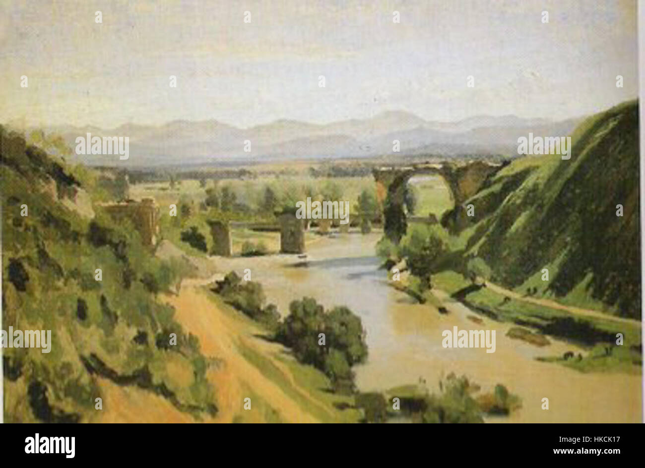 This oil painting by Jean-Baptiste-Camille Corot depicts the Ponte di ...