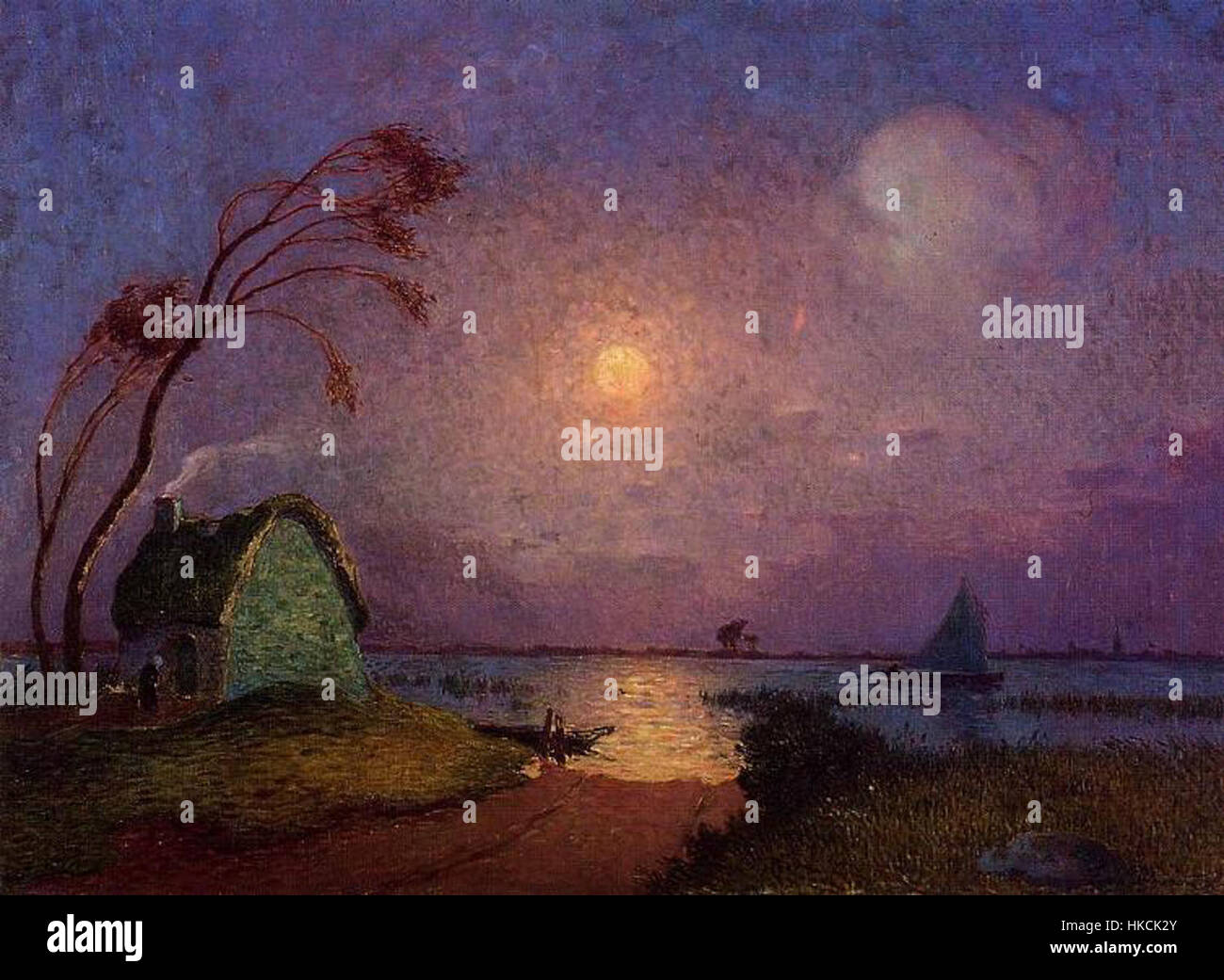 'Cottage in the Moonlight in Brière' by Ferdinand du Puigaudeau ...