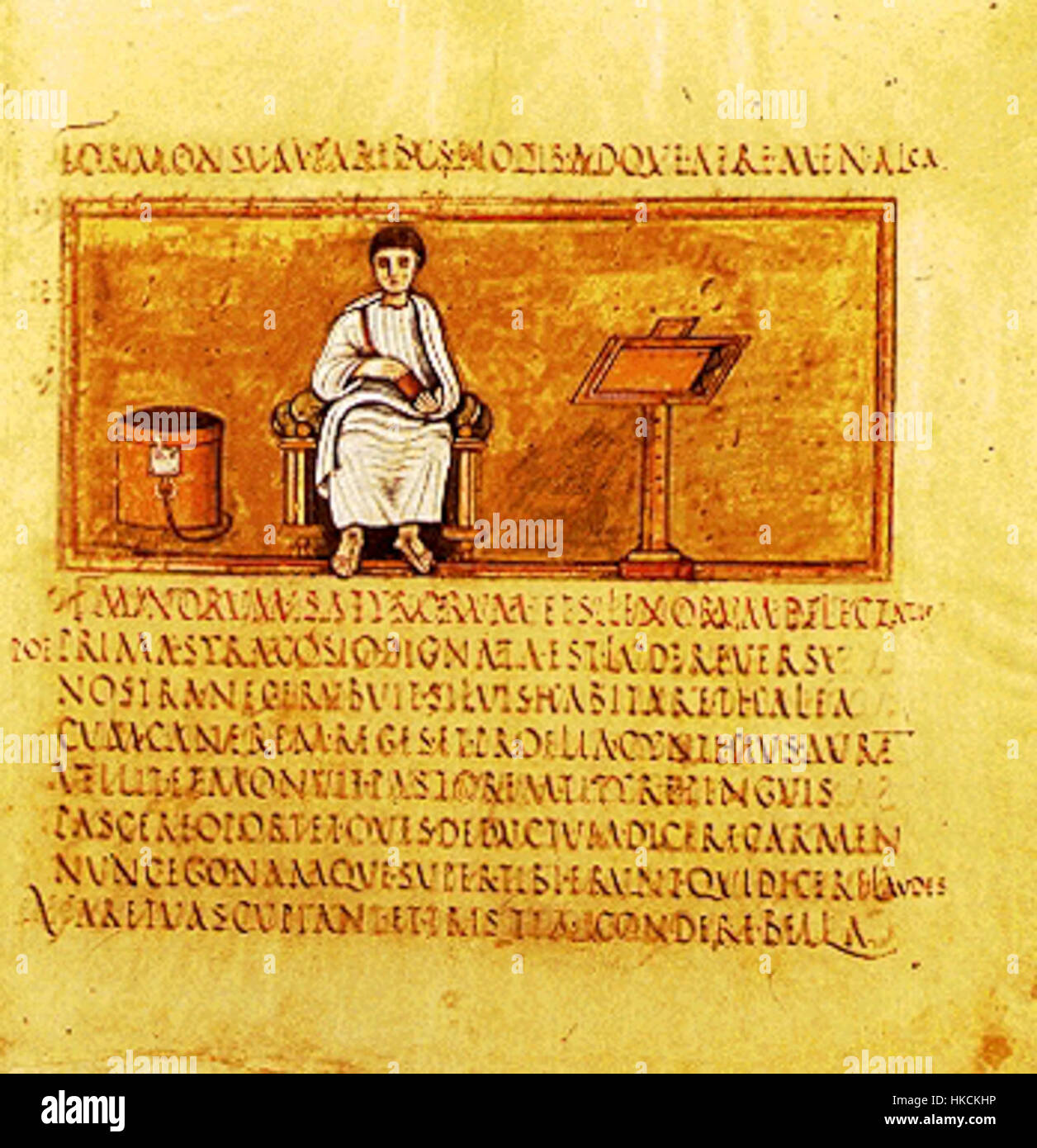 This folio from a Roman manuscript features a portrait of Virgil, the ...