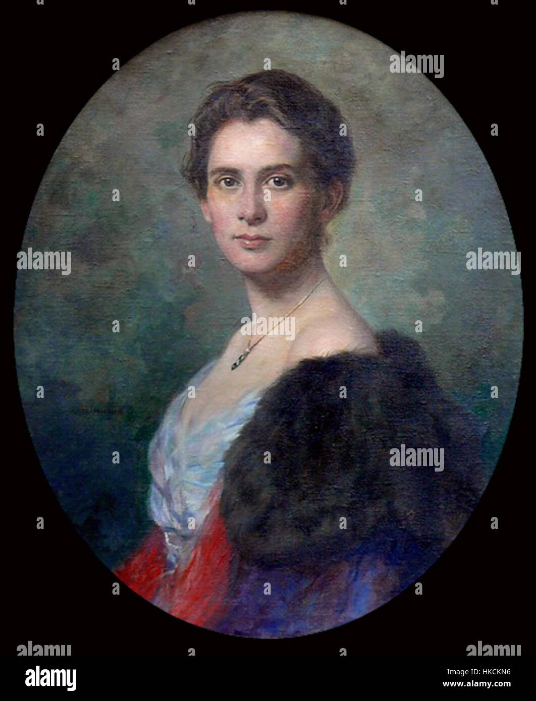 A 1919 oil painting by Richard Strassberger titled 'Jungen Frau mit ...