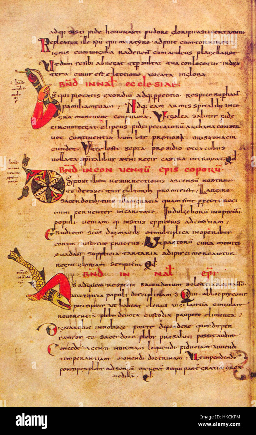 A page from the *Sacramentary of Gellone*, illustrating medieval ...