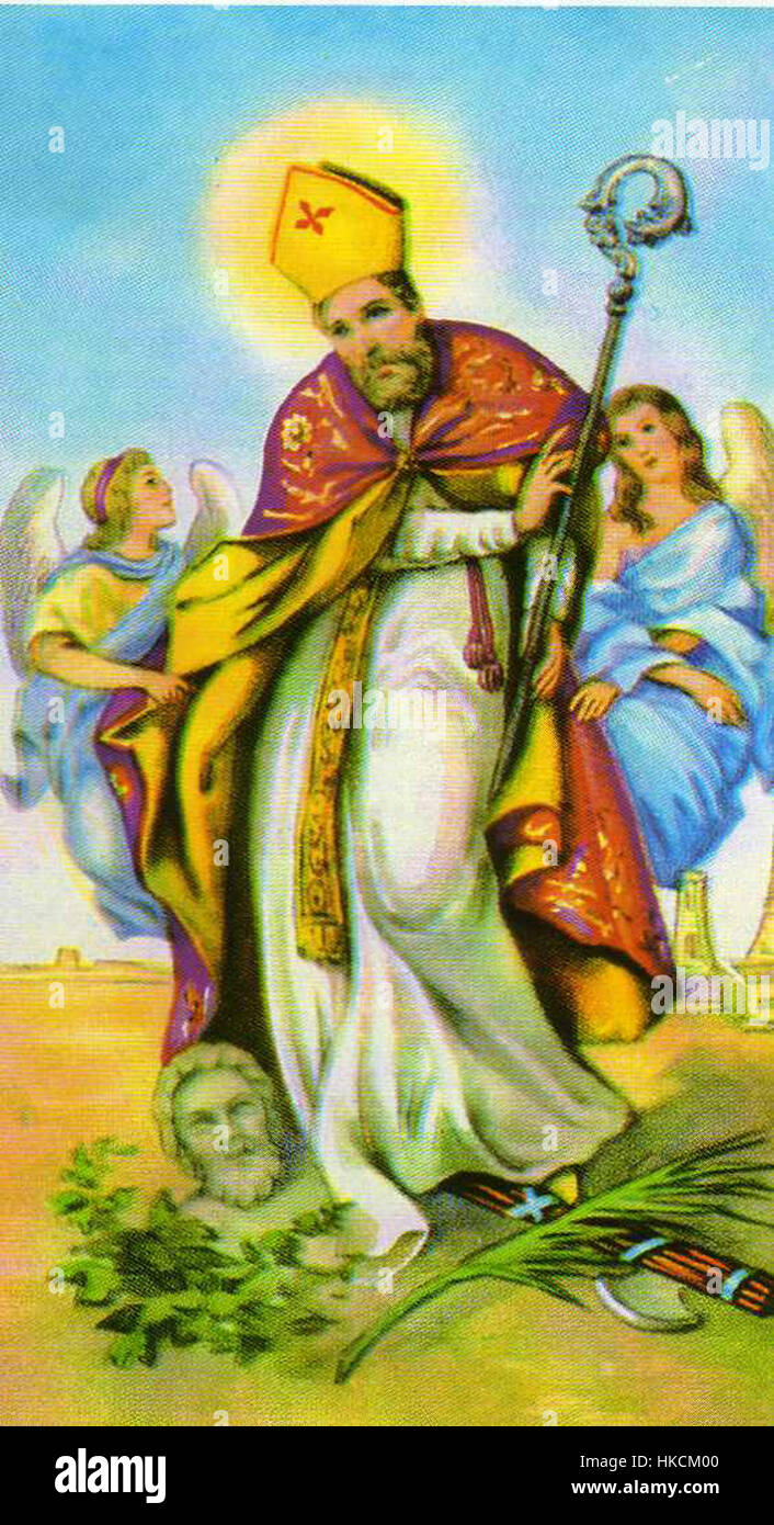This painting depicts Saint Oronzo, a revered Christian saint, often ...