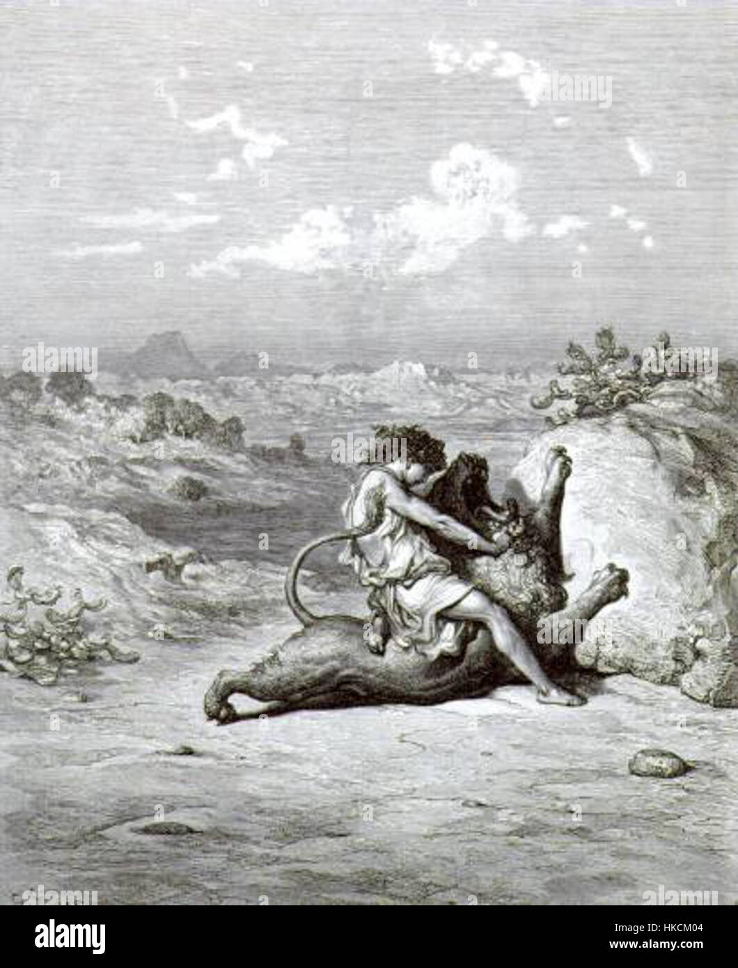 This dramatic painting depicts the biblical scene of Samson slaying a ...