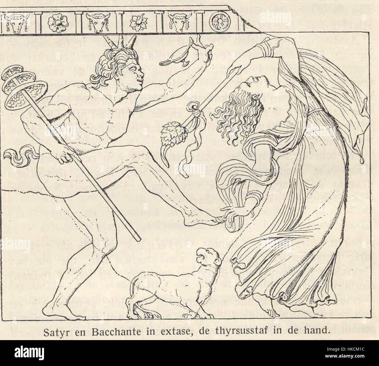 A classical depiction of a satyr and a bacchante, drawn from ancient ...