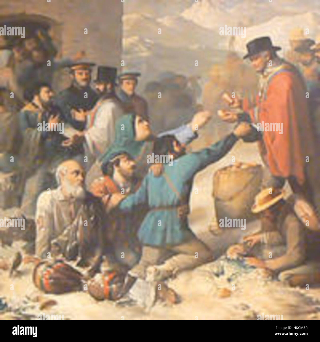 'Salvamento en la Cordillera' depicts a dramatic rescue scene in the ...