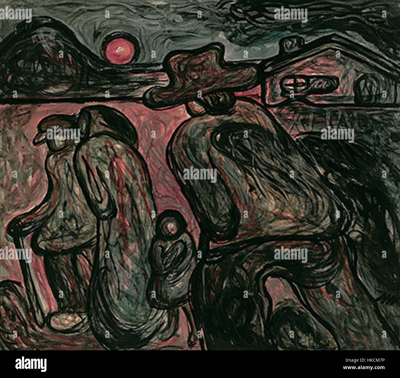 'Moorbauern' by Sepp Mahler is an evocative painting representing rural ...
